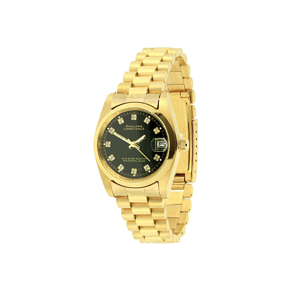 Philippe Constance horloge Stones goud-zwart - Mode Accent - 24/7 online